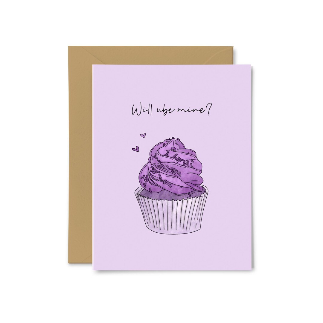 Will Ube Mine Anniversary, Love, Cute Punny Greeting Card, Food Pun ...