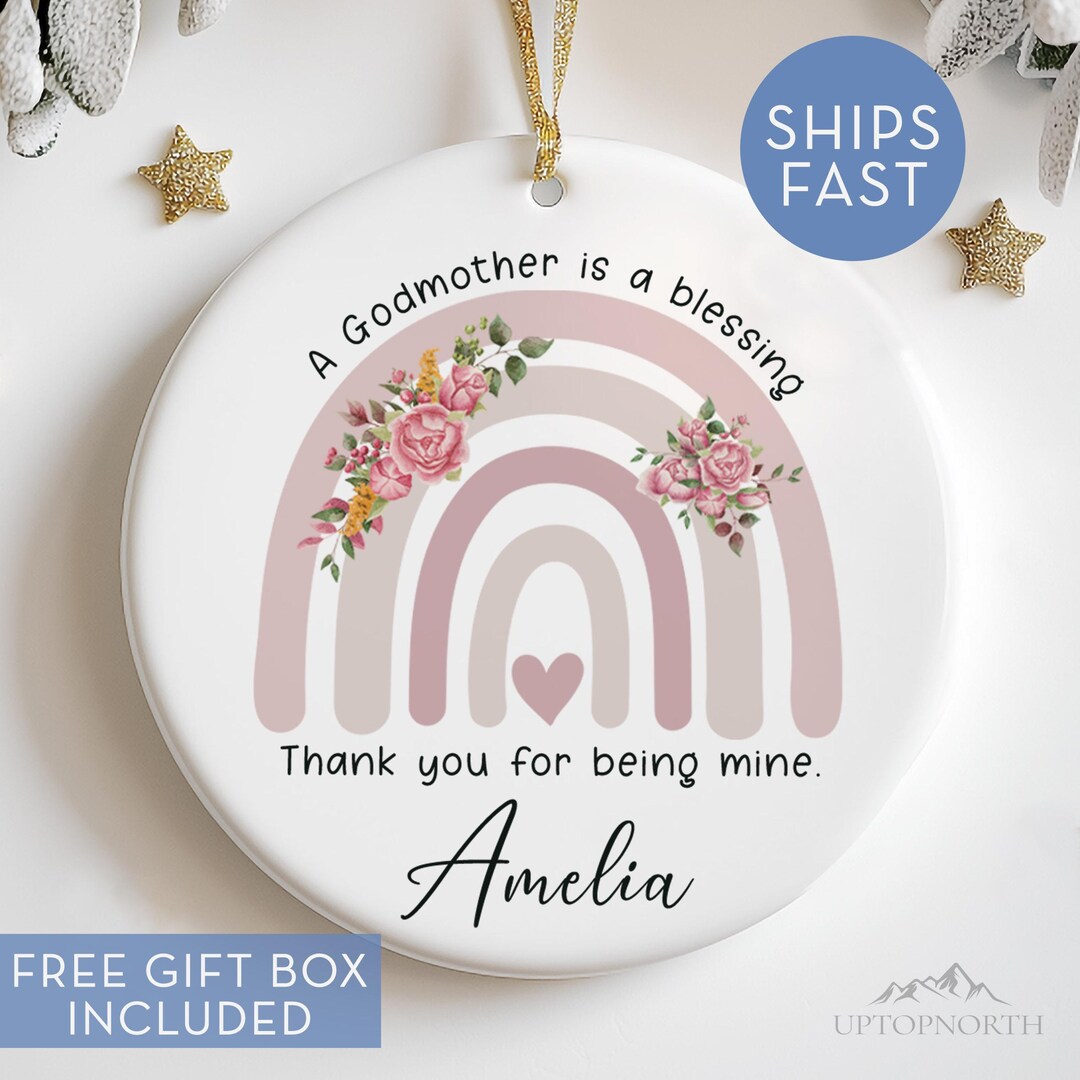 Personalized Godparent Ornament, Godmother Gift, Godparent Christmas ...