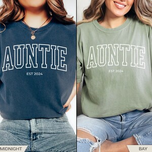 Comfort Colors® Custom Aunt Shirt, Auntie Est 2024 Shirt, New Aunt Gift, Aunt Shirt, Gift for ...