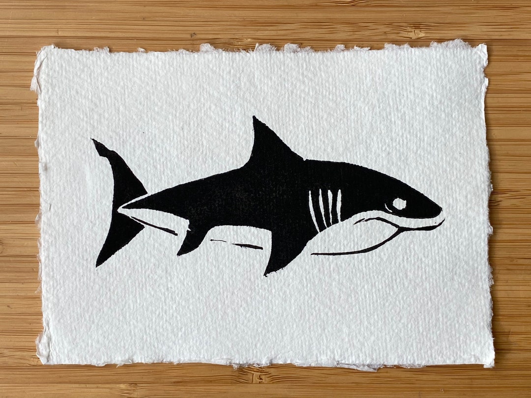 Great White Shark Handmade Linocut Print - Etsy