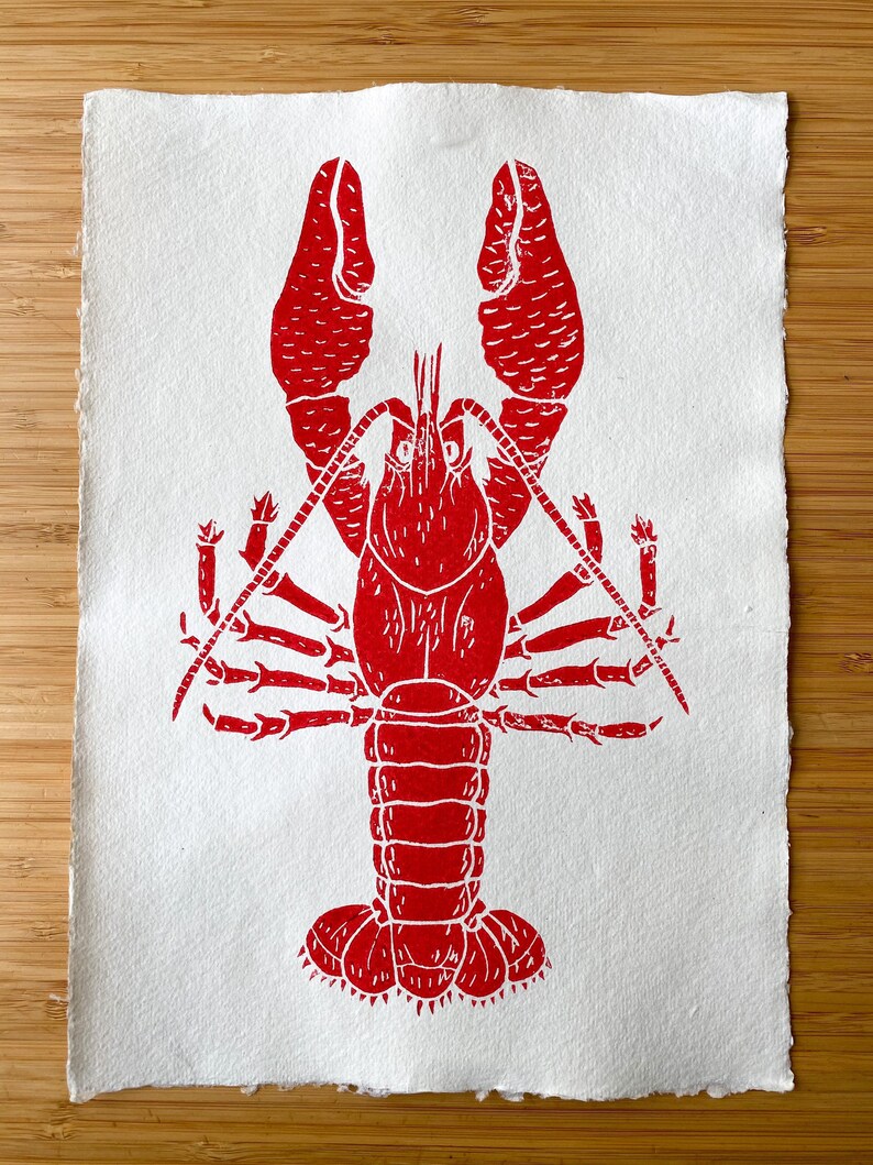 Crayfish / Crawfish / Lobster Handmade Linocut Print | Etsy