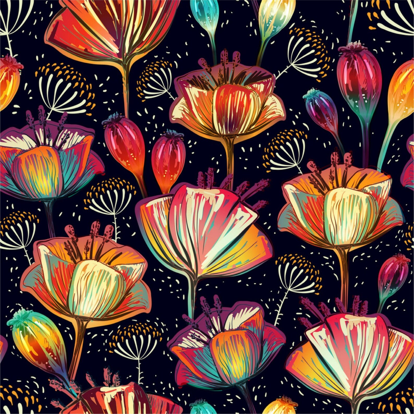 Colorful Flowers Print Upholstery Fabric Drapery Fabric - Etsy