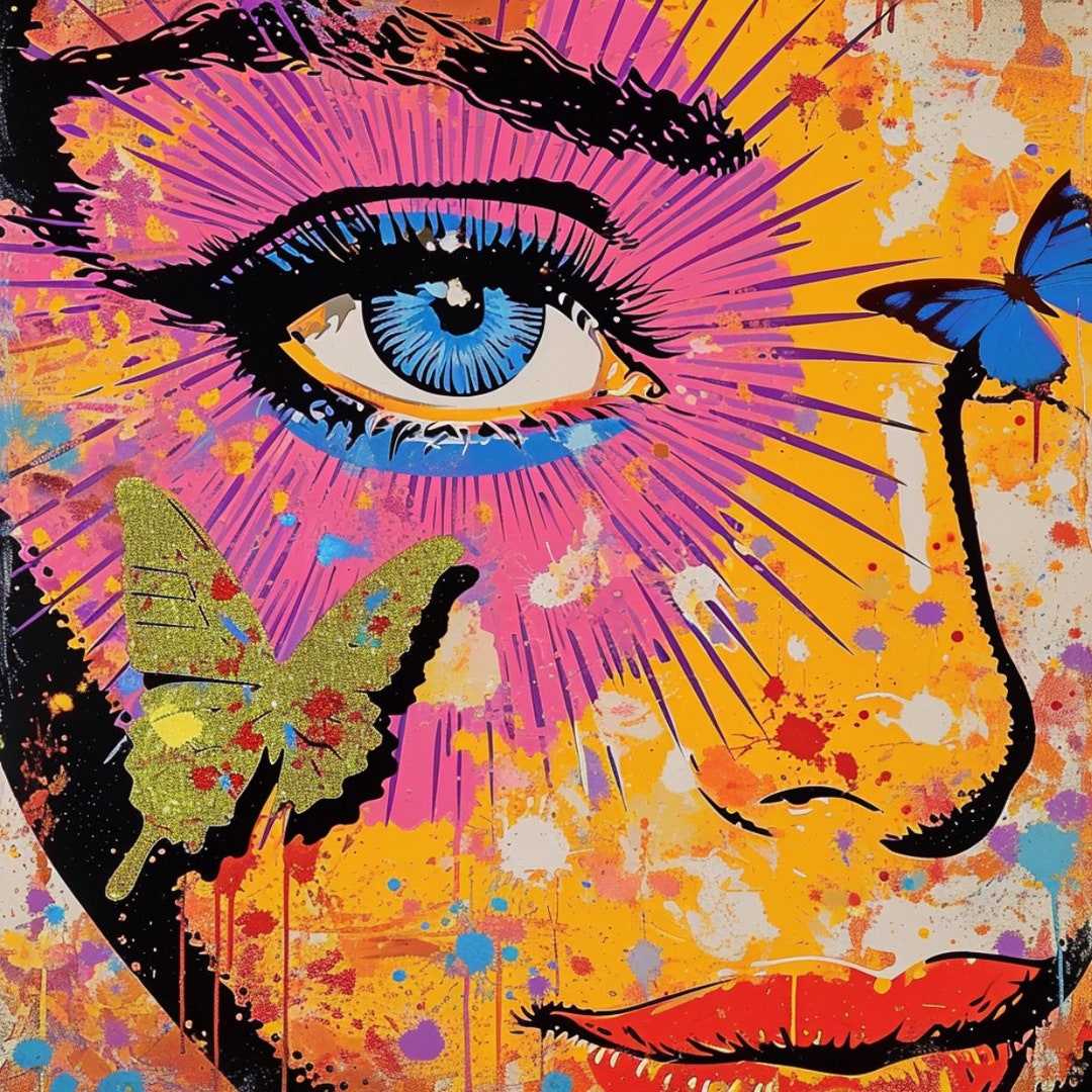 Pop Art Woman Panel Fabric: Butterfly Design, Upholstery Fabric - Etsy