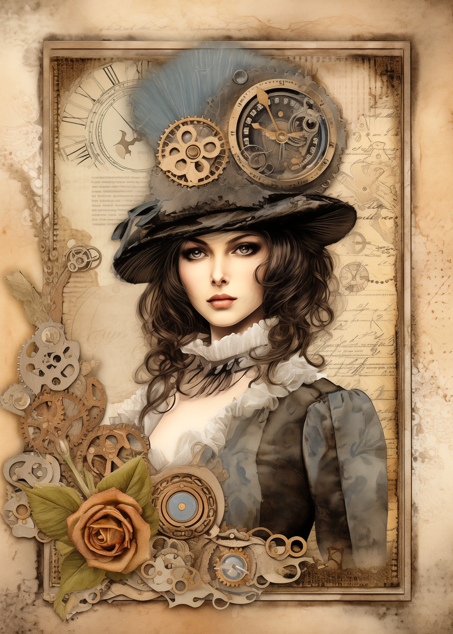 Futuristic Victorian Lady Panel Fabric, Poster Fabric, Home Decor ...