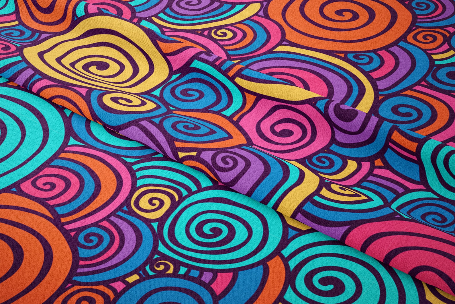 New Summer Fabric Hand Drawn Scribble Colorful Wavy Fabric - Etsy