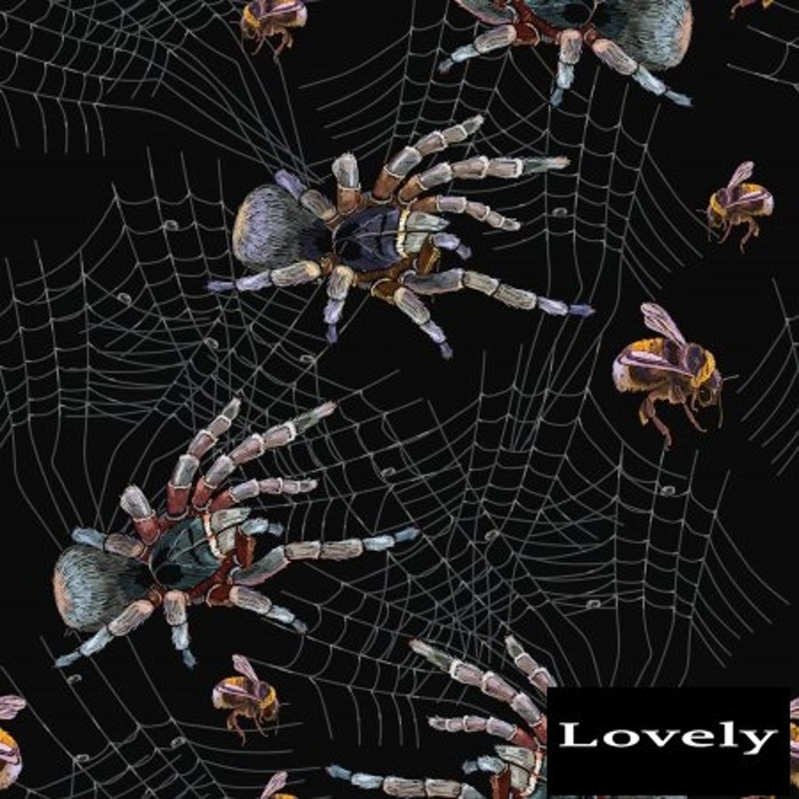 Spider Fabric by the Yard Spider Gold Cage Fabric Spider - Etsy