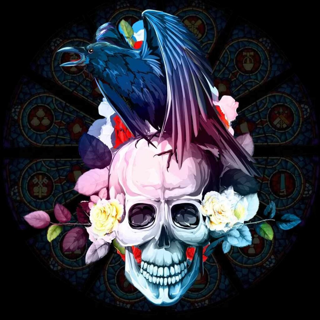 Skull Panel Fabrics Surrounded by Flowers | Pillow | Viva Skull | Panel ...