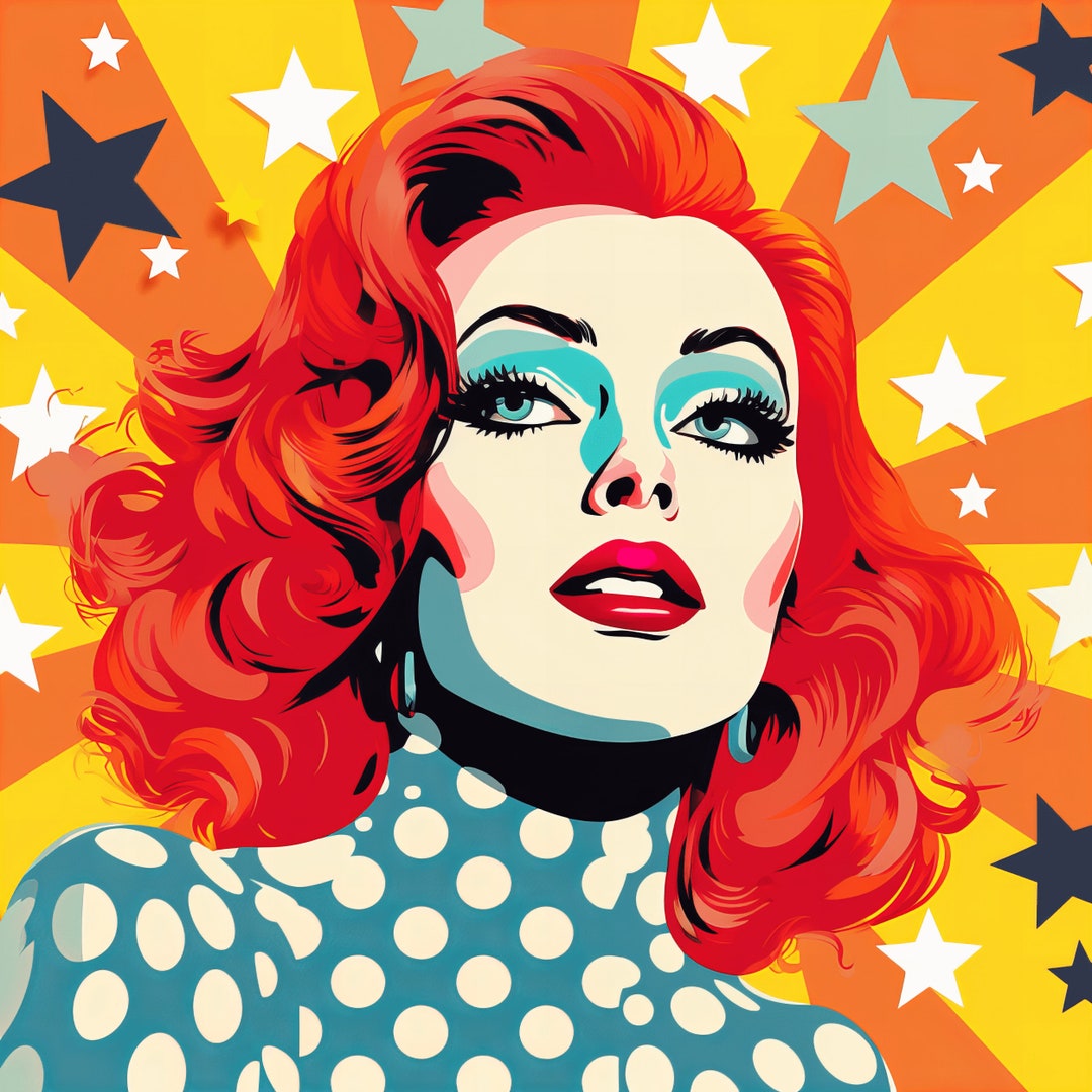 Pop Art Woman Fabric: Polka Dot Panel, Reupholstery Material - Etsy