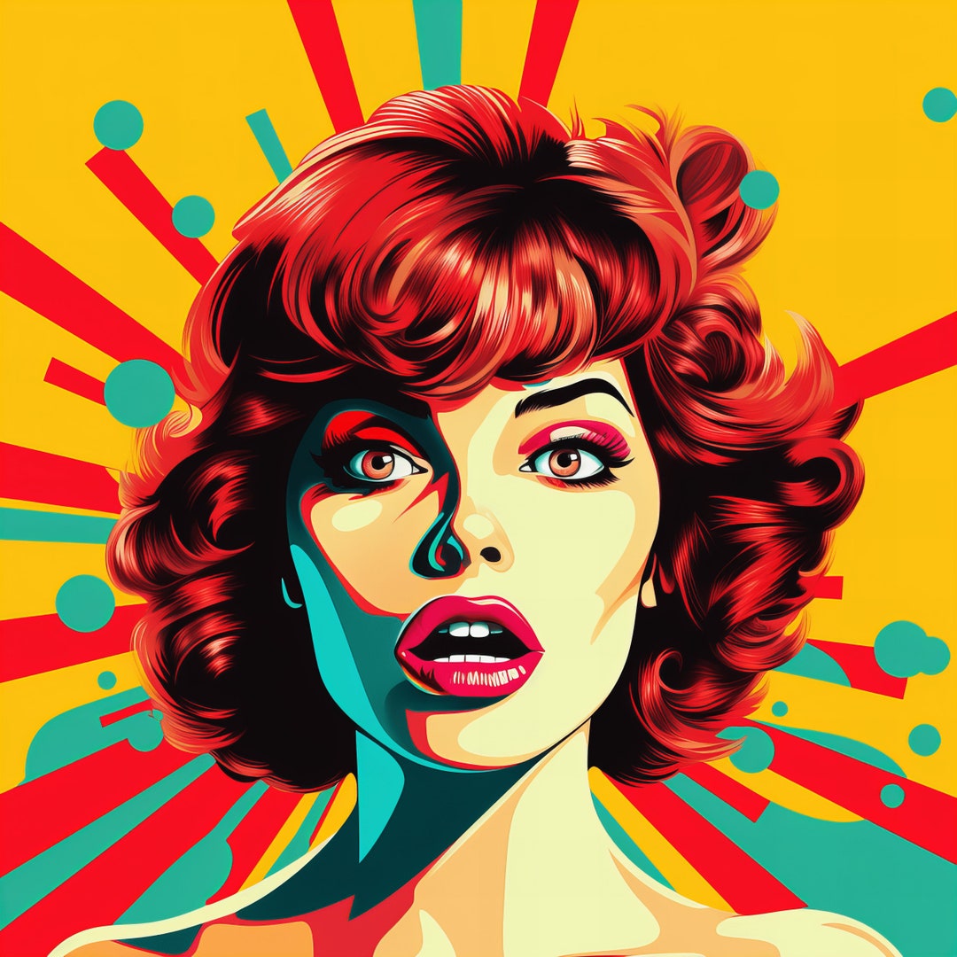 Woman Face Popart Panel Fabric, Poster Fabric, Pillow, Popart Woman ...