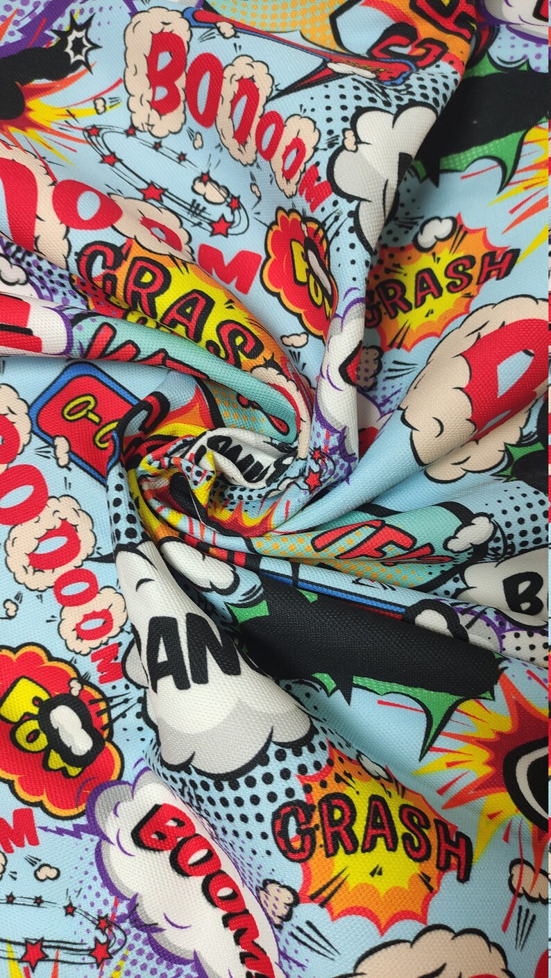 Pop Art Fabric by the Yards Boom Woowbang Crash Fabric - Etsy