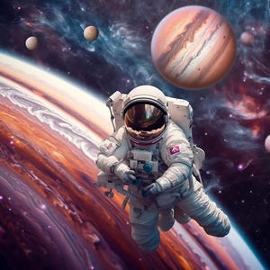 Astronaut Floral Panel Fabric | Spaceman Poster Chair Upholstery | Home ...