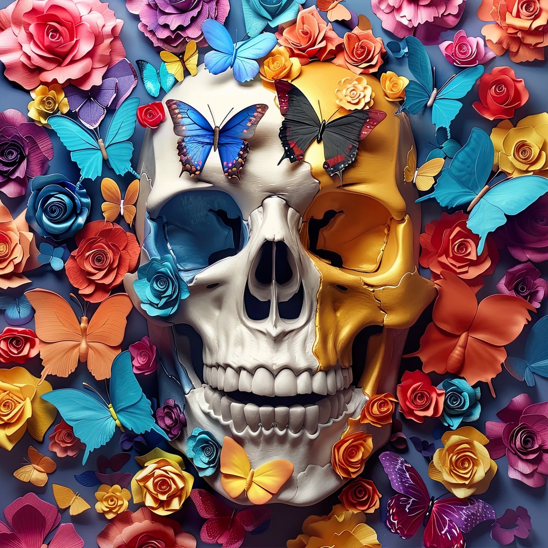 Skull Butterfly Panel Fabric | Poster Fabric | Chair Upholstery | Home ...