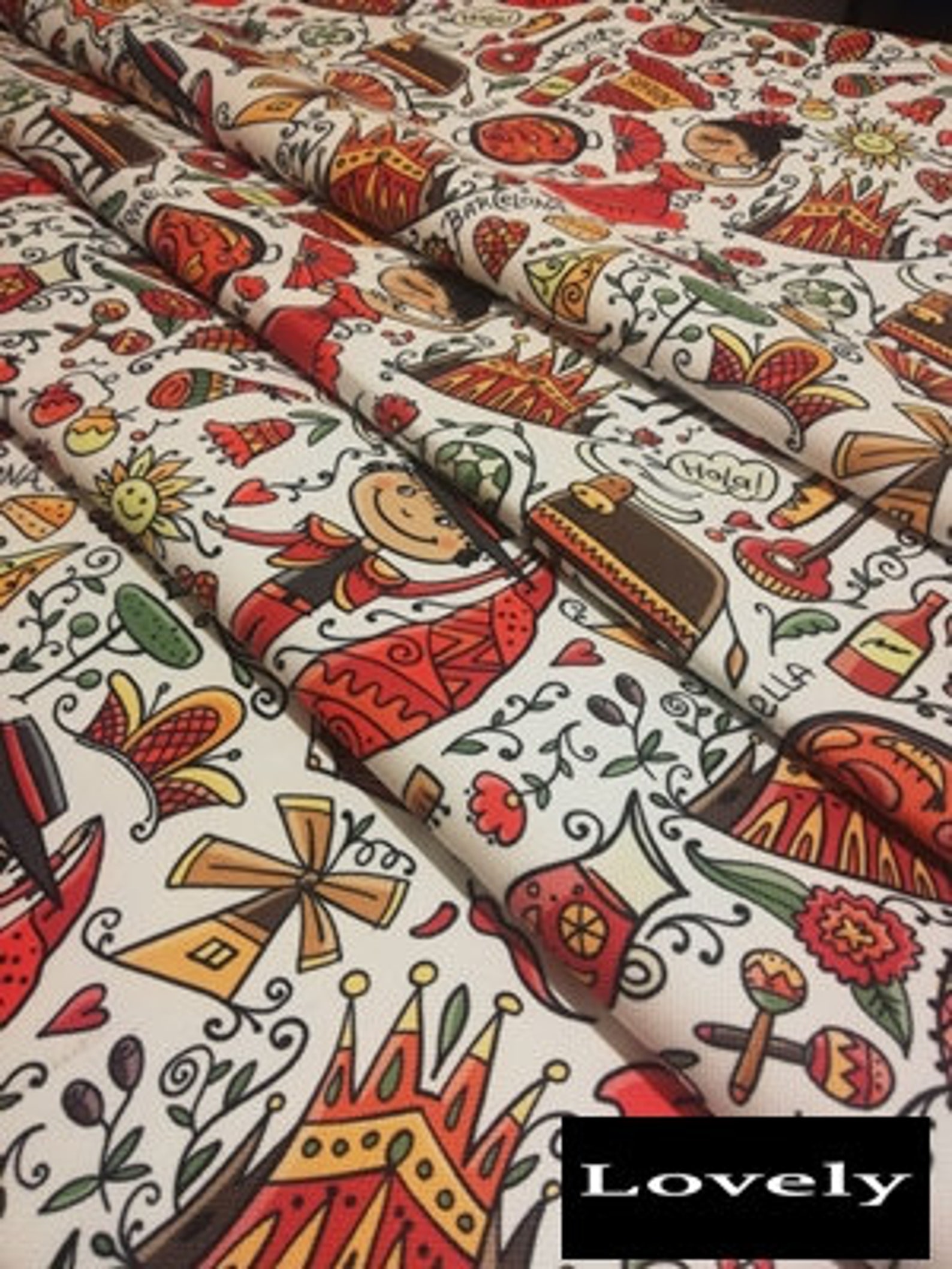 New Symbols of Spain Fabric Flamenco Fabric by the Yard | Etsy