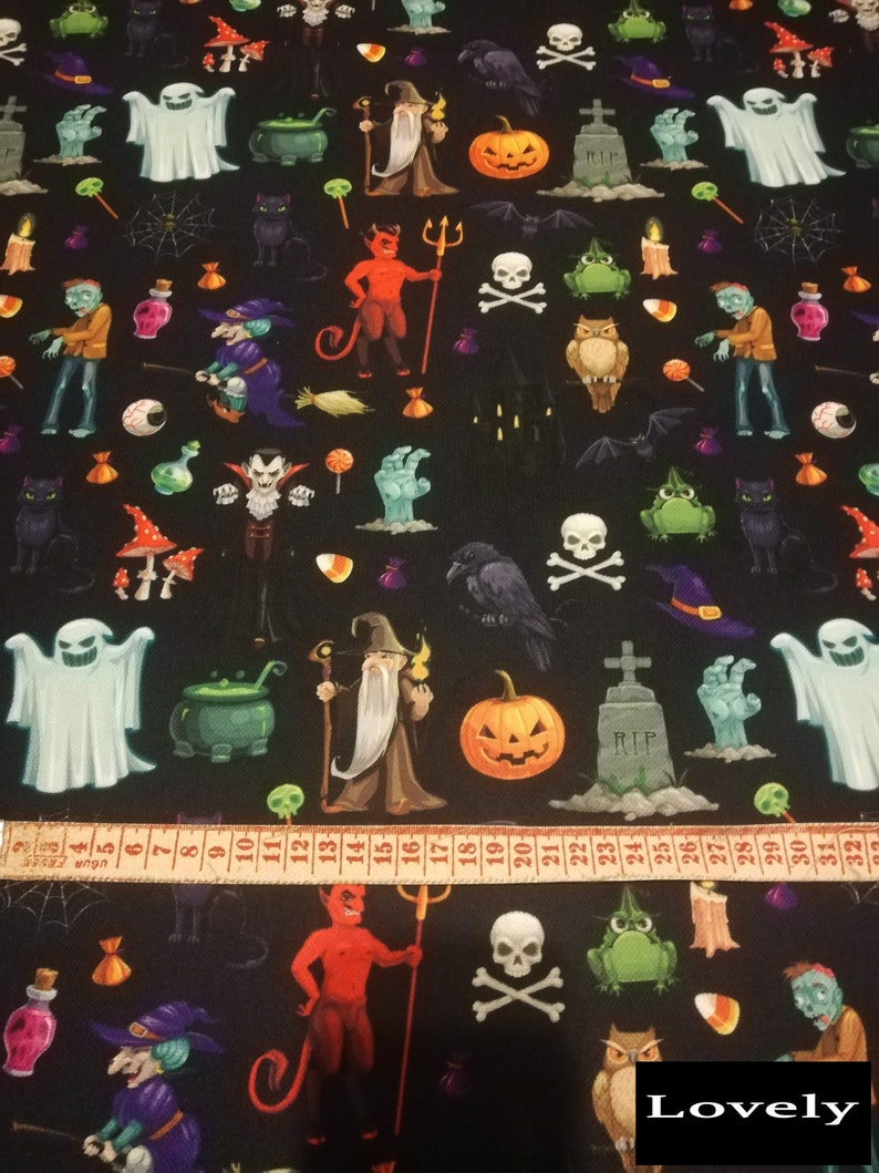 Halloween Fabric by the Yard | Creepy Fabric | Wizard Fabric | Terrible ...