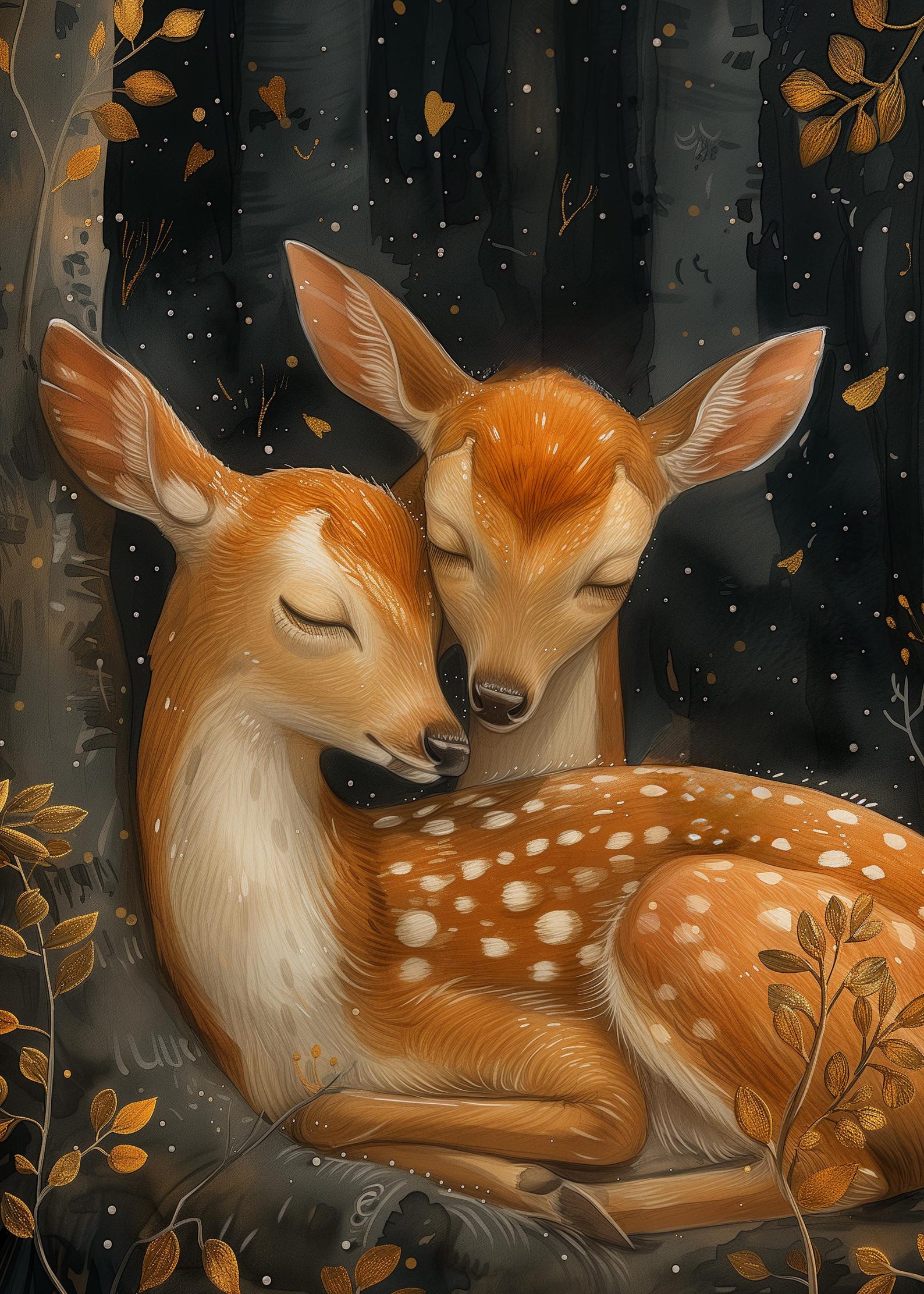 Cuddling Animals Fabric Panel: Honeycomb Polyester Digital Print - Etsy
