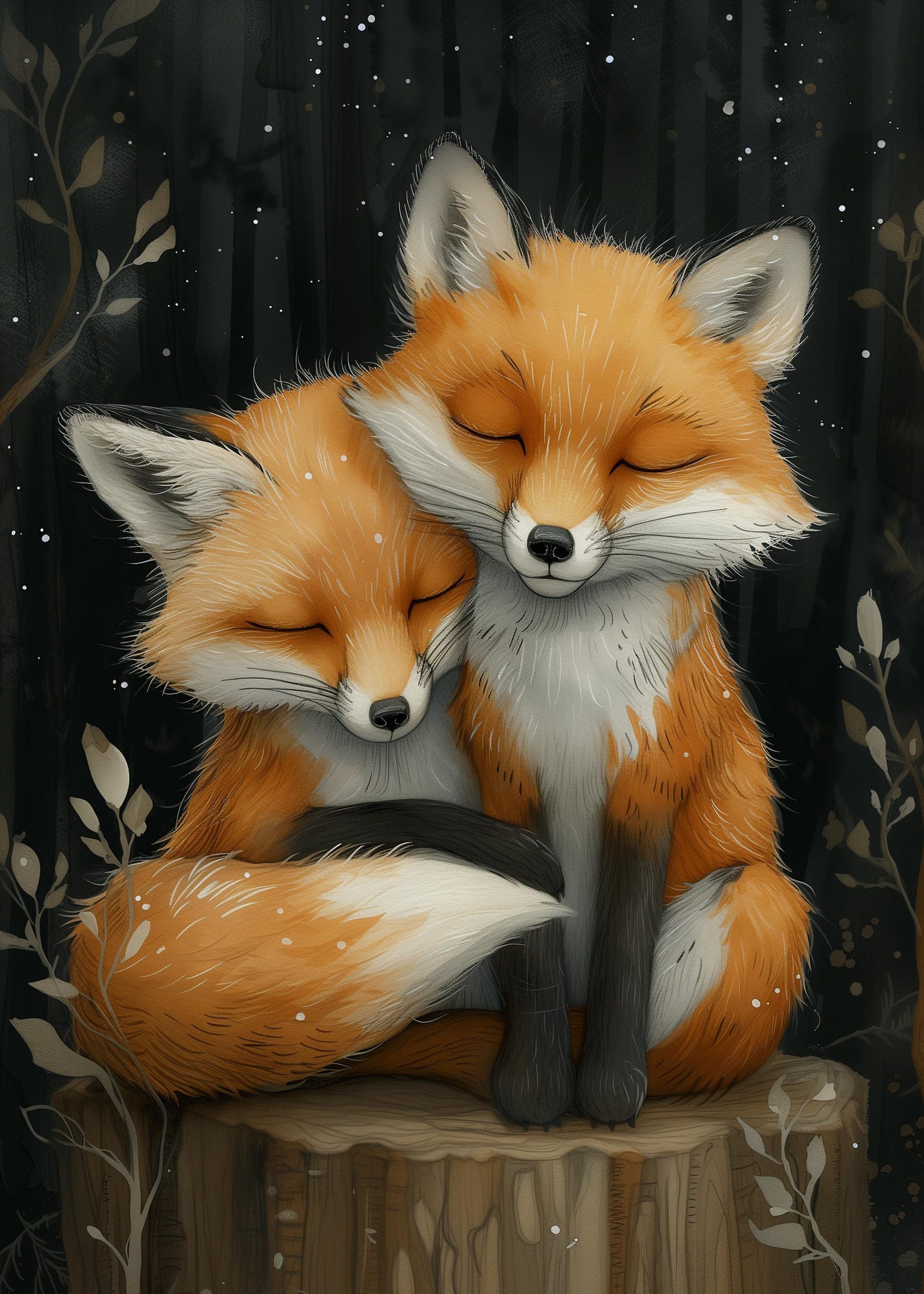 Cuddling Animals Fabric Panel: Honeycomb Polyester Digital Print - Etsy