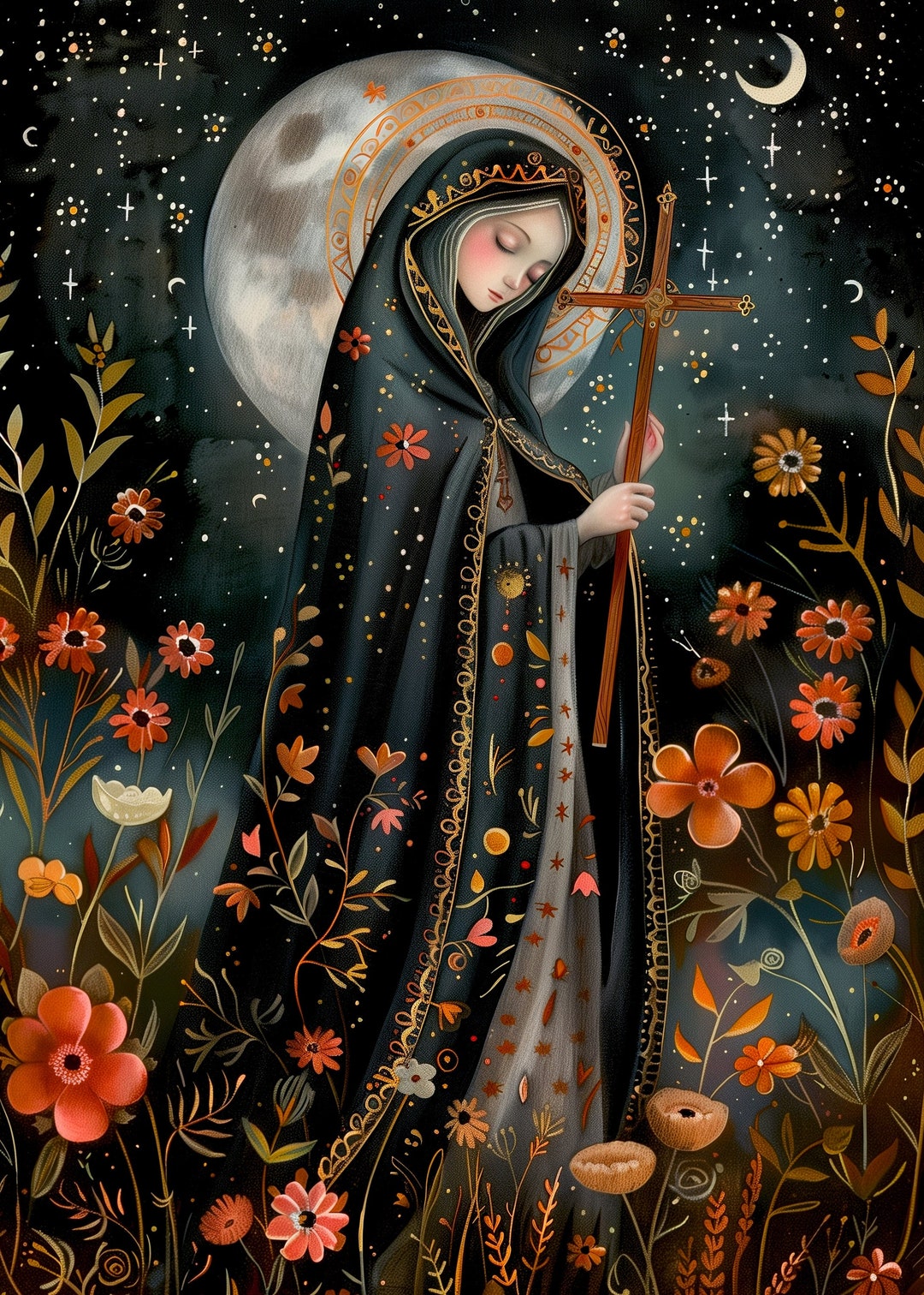 The Virgin Mary Panel Fabric, Wall Art - Etsy