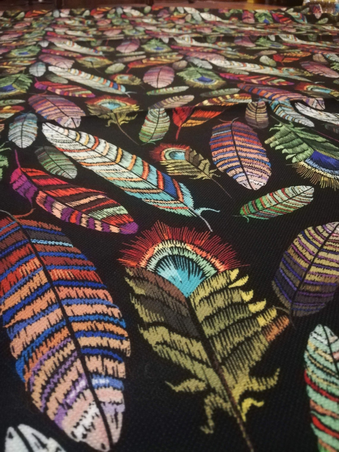 Colorful Feather Fabric Printed Fabric Upholstery Fabric - Etsy