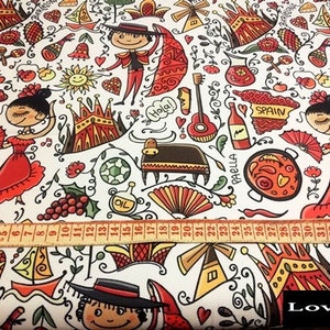 New !!! Symbols of Spain Fabric | Flamenco Fabric by the Yard ...