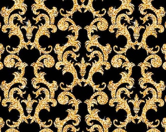Black Damask Fabric - Etsy