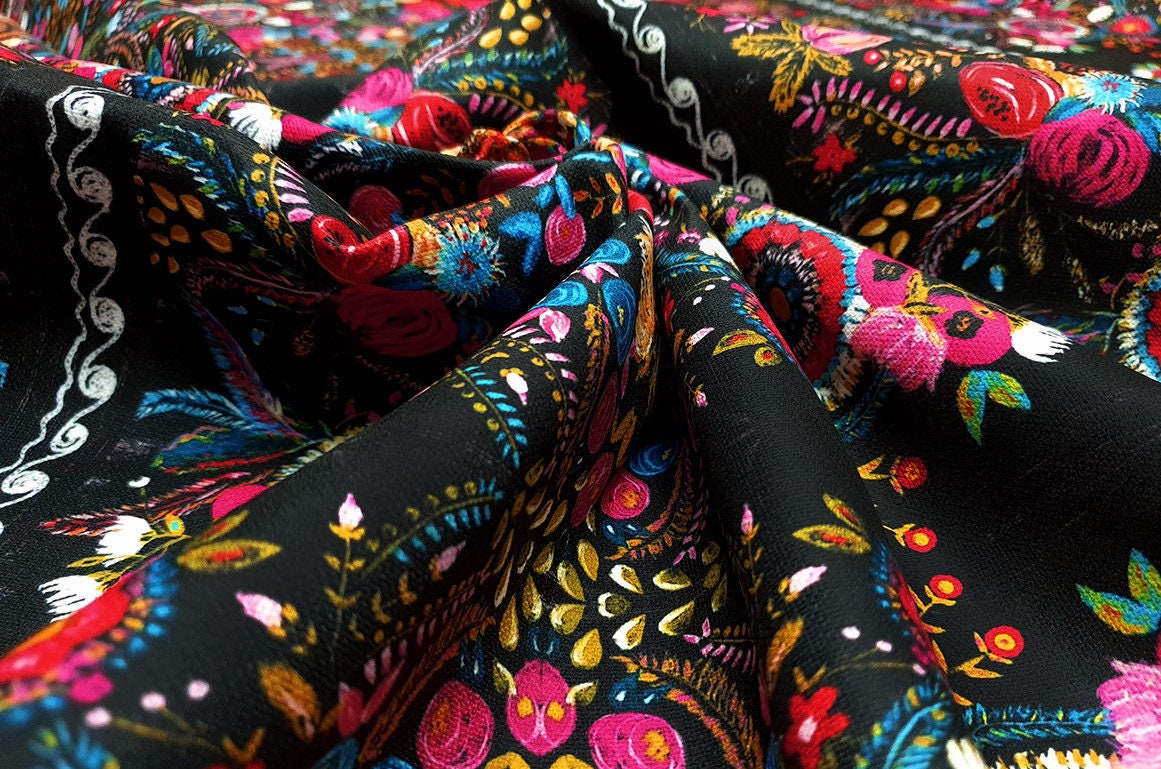 Afghan Floral Print Polyester Fabric: Upholstery & Curtains - Etsy