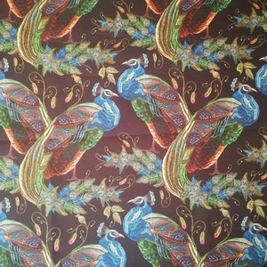 Peacock Fabric With Embroidery Effect Upholstery Fabric | Etsy