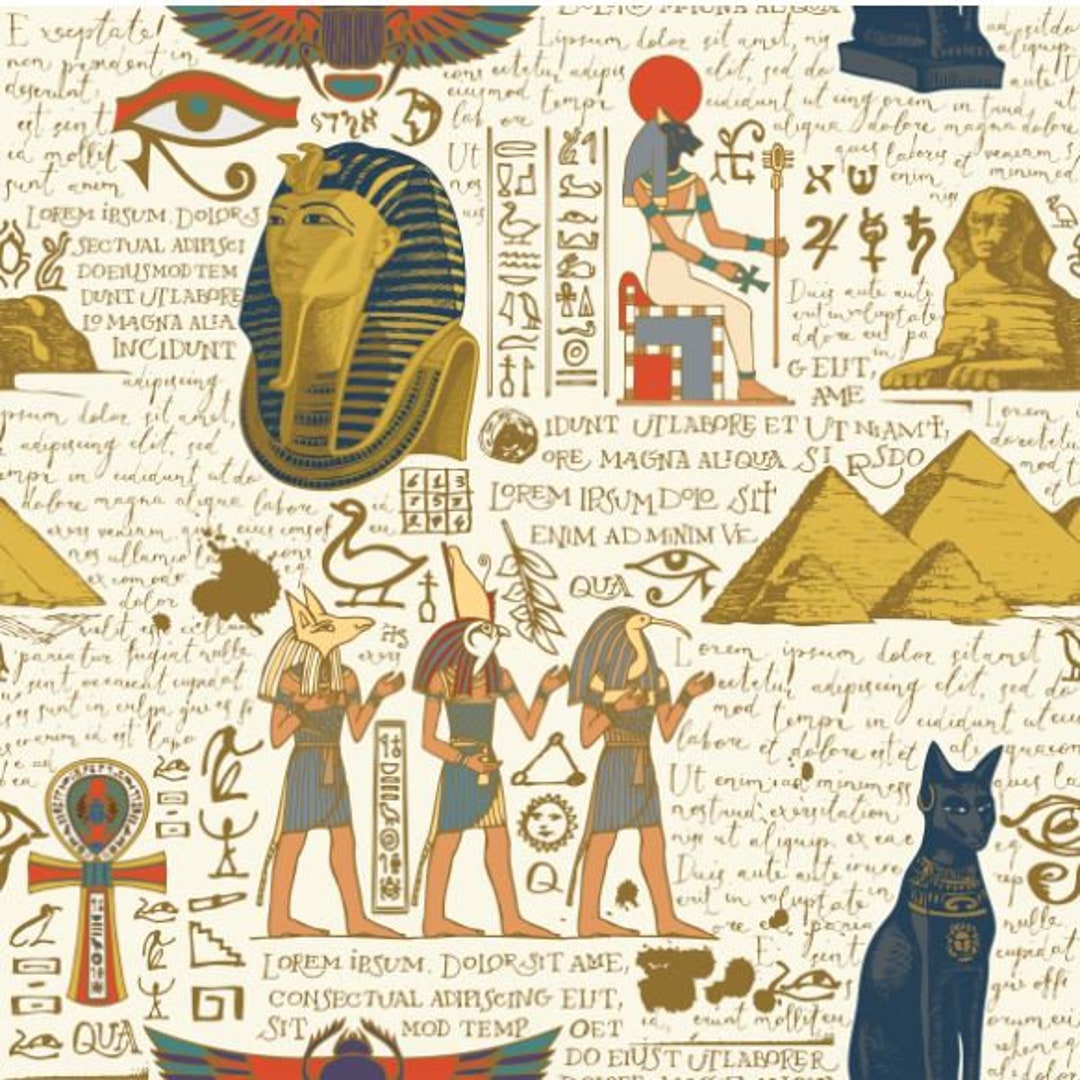 Ancient Egypt Retro Pattern – Digital Print Honeycomb Polyester Fabric ...