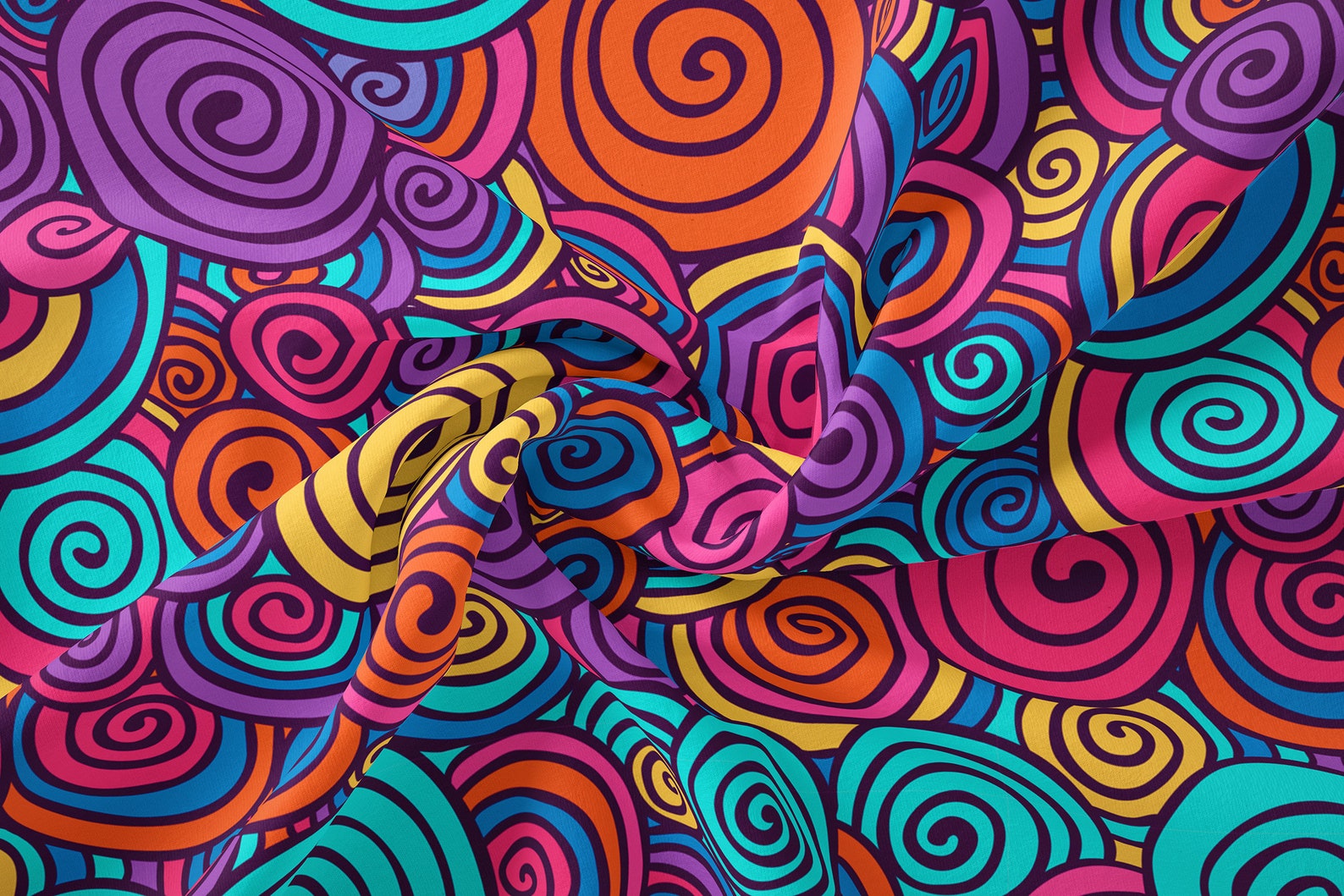 New Summer Fabric Hand Drawn Scribble Colorful Wavy Fabric - Etsy