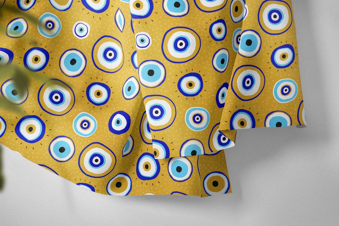 Evil Eye Fabric: Hand-drawn Geometric Print, Upholstery & Drapery - Etsy