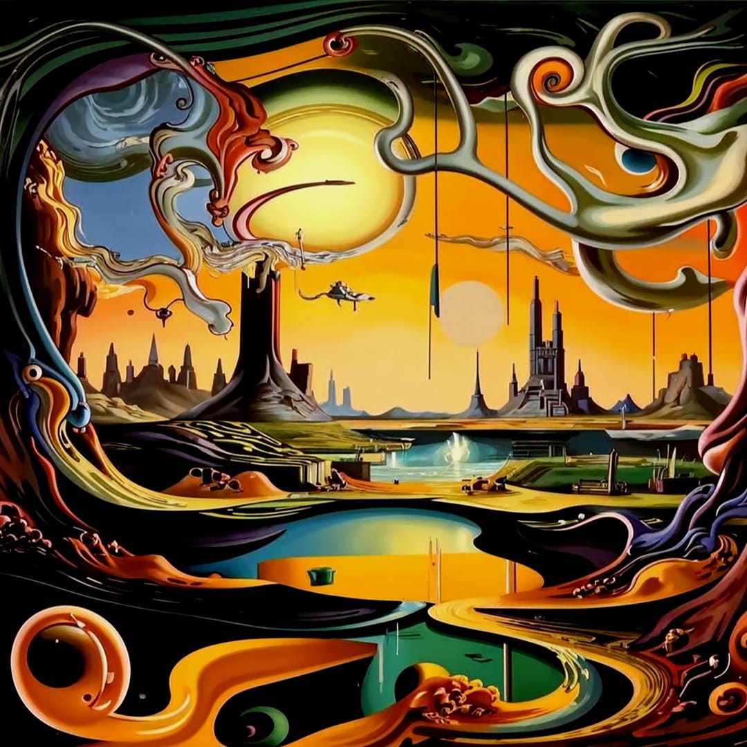Salvador Dali Inspired Fabric Panel, Abstract Art Textile, Surrealism ...