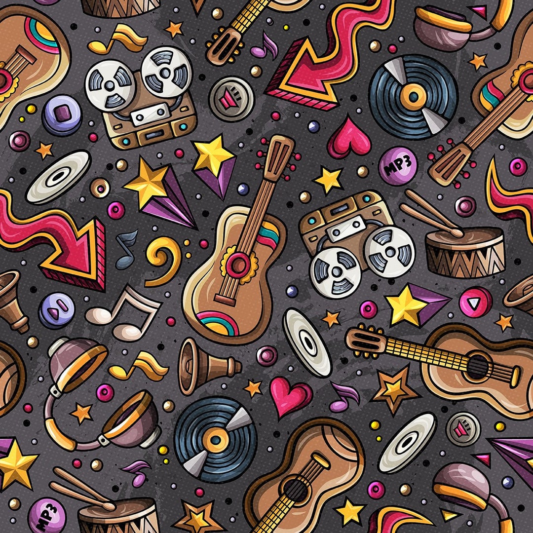 Colorful Musical Fabric Instrument Polyester Fabric Jazz - Etsy