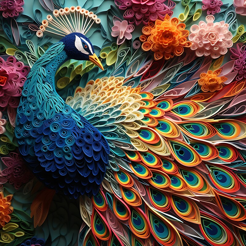 Peacock Print Fabric - Etsy