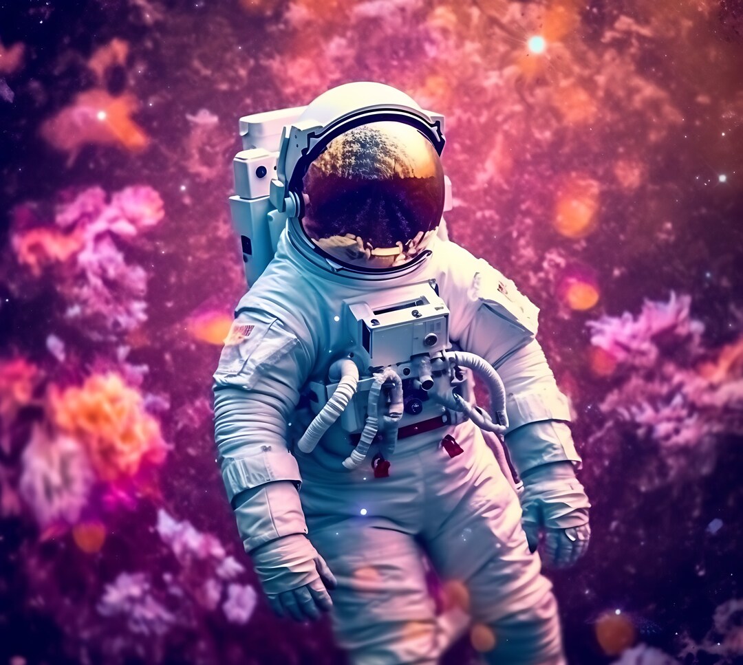 Astronaut Floral Panel Fabric | Spaceman Poster Fabric | Chair ...