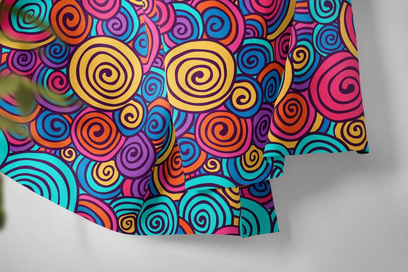 New Summer Fabric Hand Drawn Scribble Colorful Wavy Fabric - Etsy