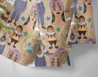 Vintage Colorful Upholstery Fabric Circus Animals - Etsy