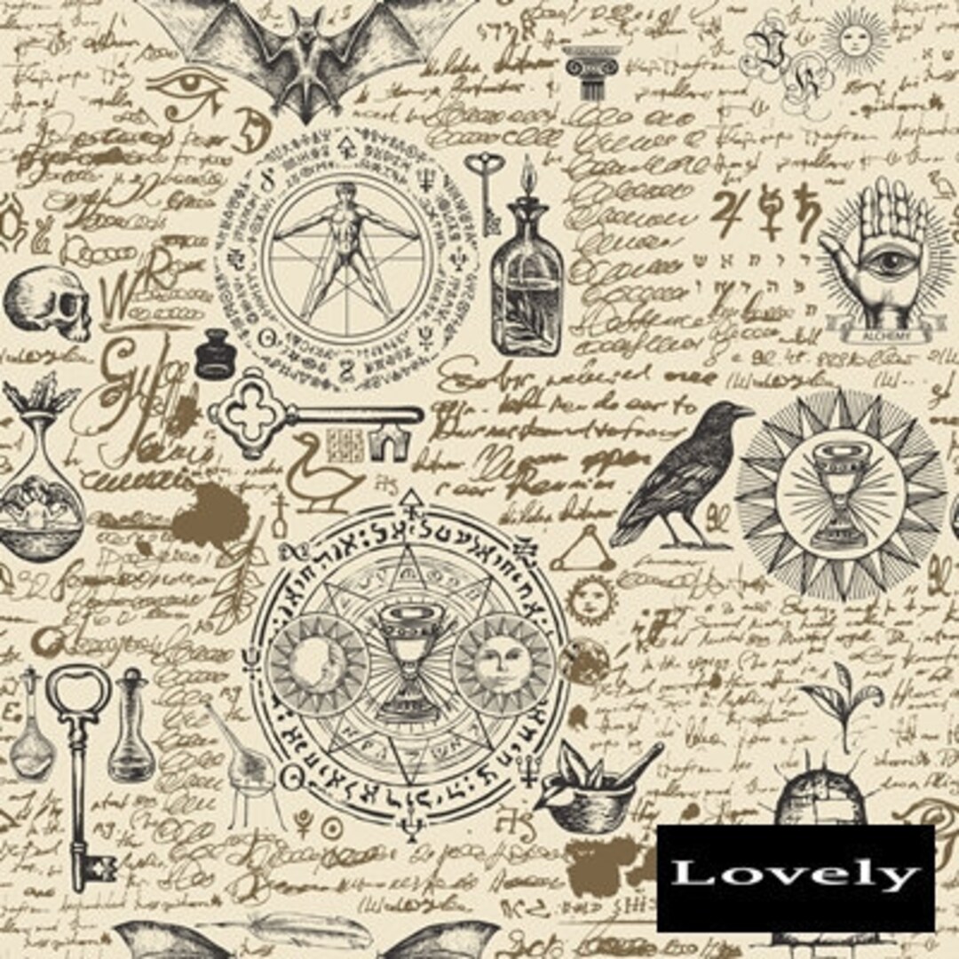 Old-fashioned Alchemy Themed Fabric Hand Drawings Ancient Alchemy ...