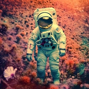 Astronaut Floral Panel Fabric | Spaceman Poster Chair Upholstery | Home ...