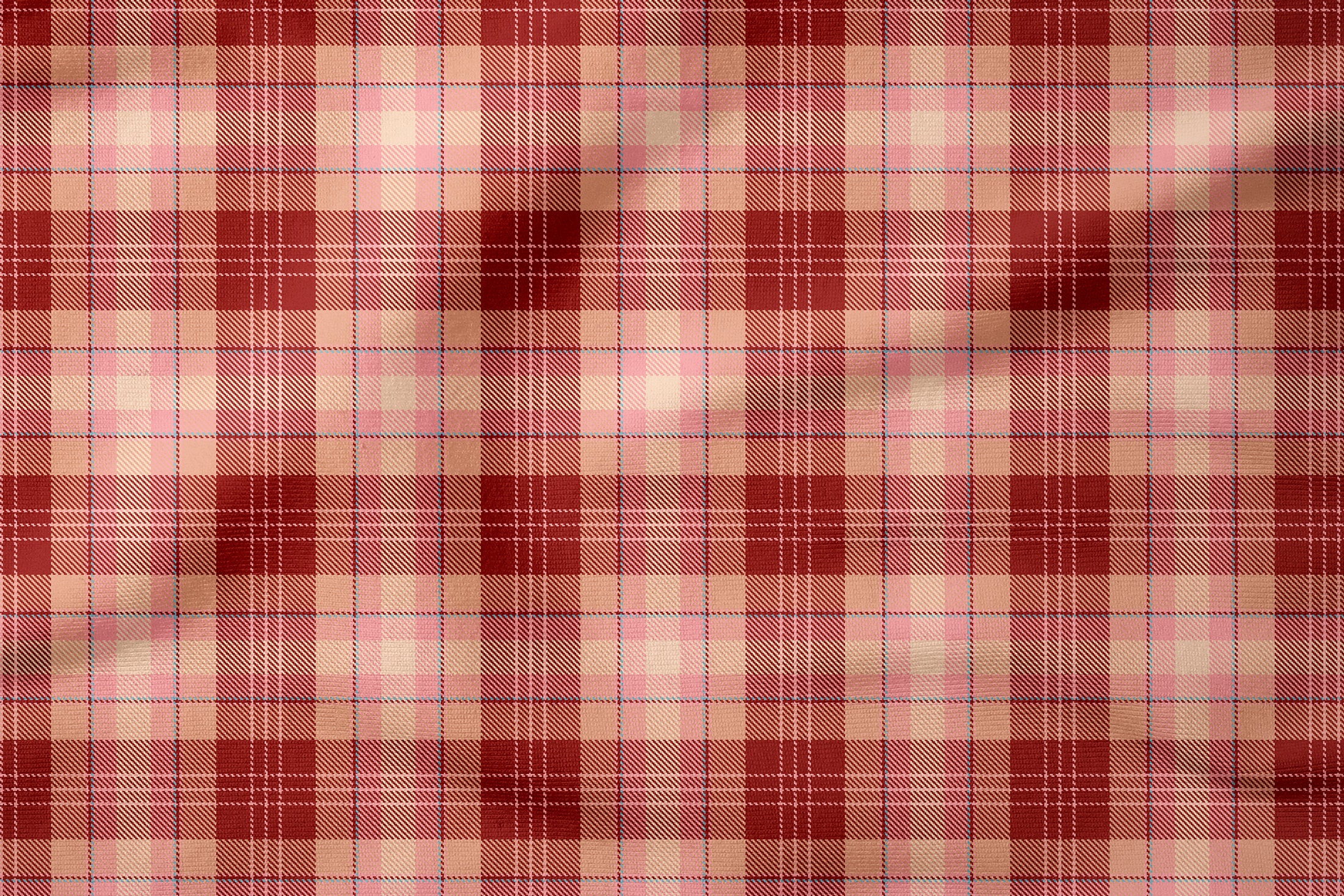 Dark Red and Fresh Pink Scottish Plaid Upholstery Fabric - Etsy