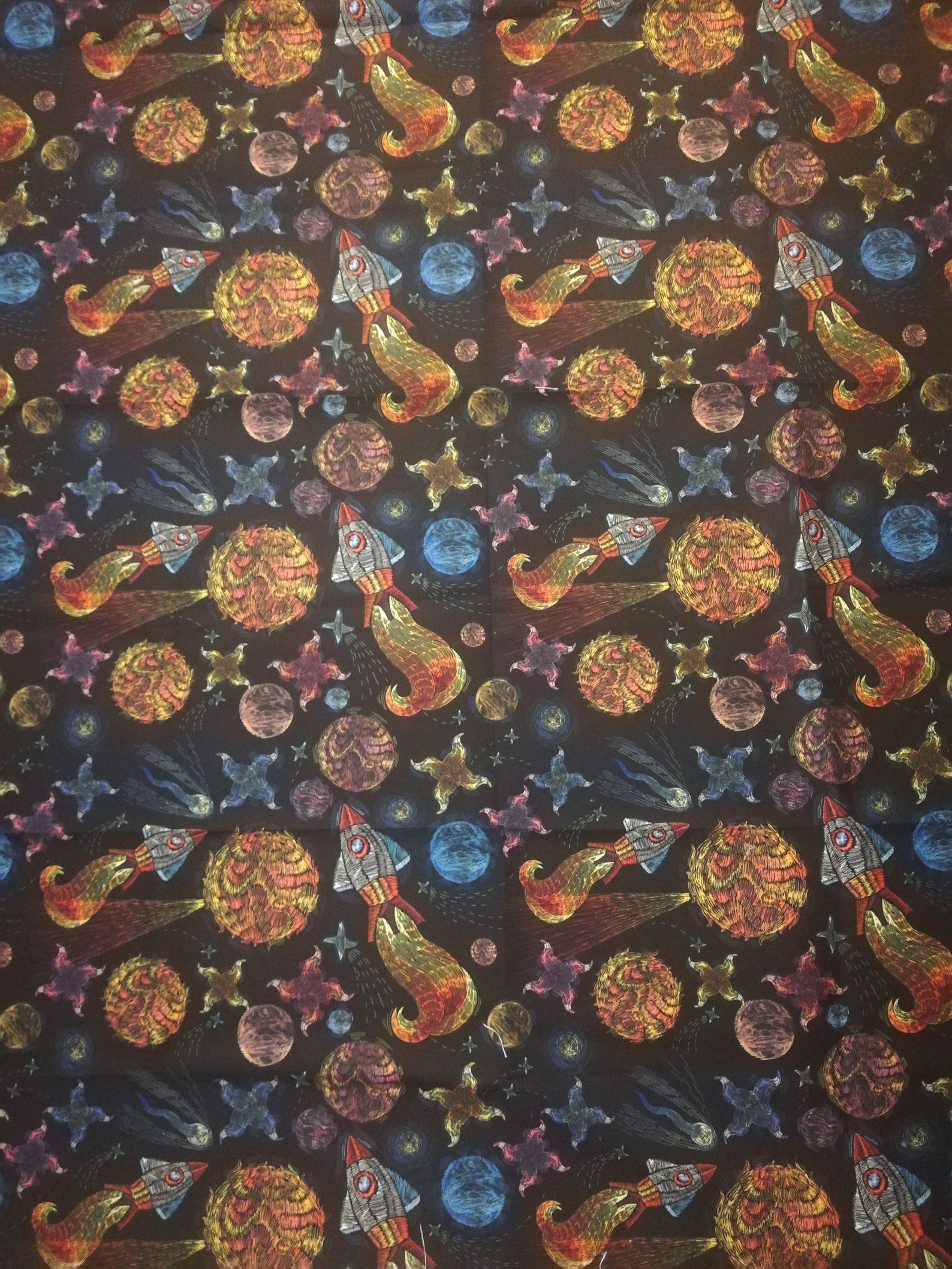Space Fabric Colorful Print Upholstery Outer Universe | Etsy