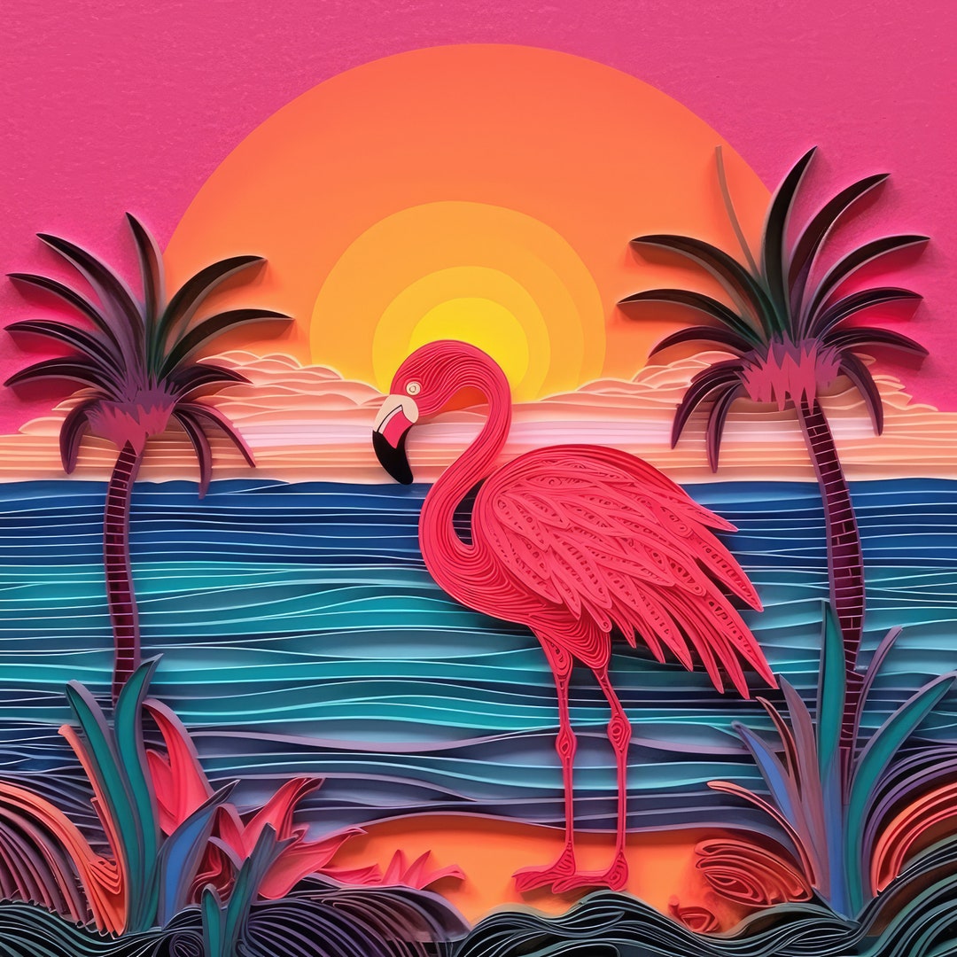 3D Flamingo Fabric Panel: Tropical Wall Art, Chair Upholstery - Etsy