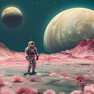 Astronaut Floral Panel Fabric | Spaceman Poster Chair Upholstery | Home ...