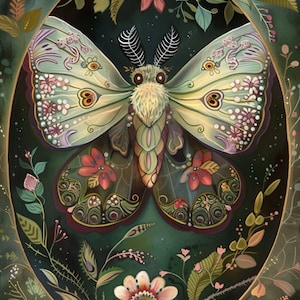 Victorian Botanical Moth Print Fabric: Vintage Style Wall Art - Etsy