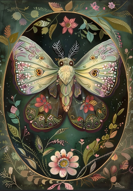 Victorian Botanical Moth Print Fabric: Vintage Style Wall Art - Etsy