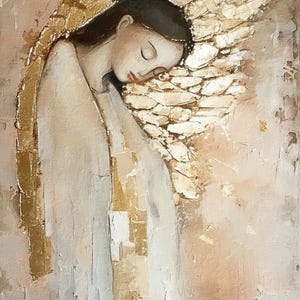 Gold Leaf Sleeping Angel Art Print: Ethereal Wall Decor - Etsy