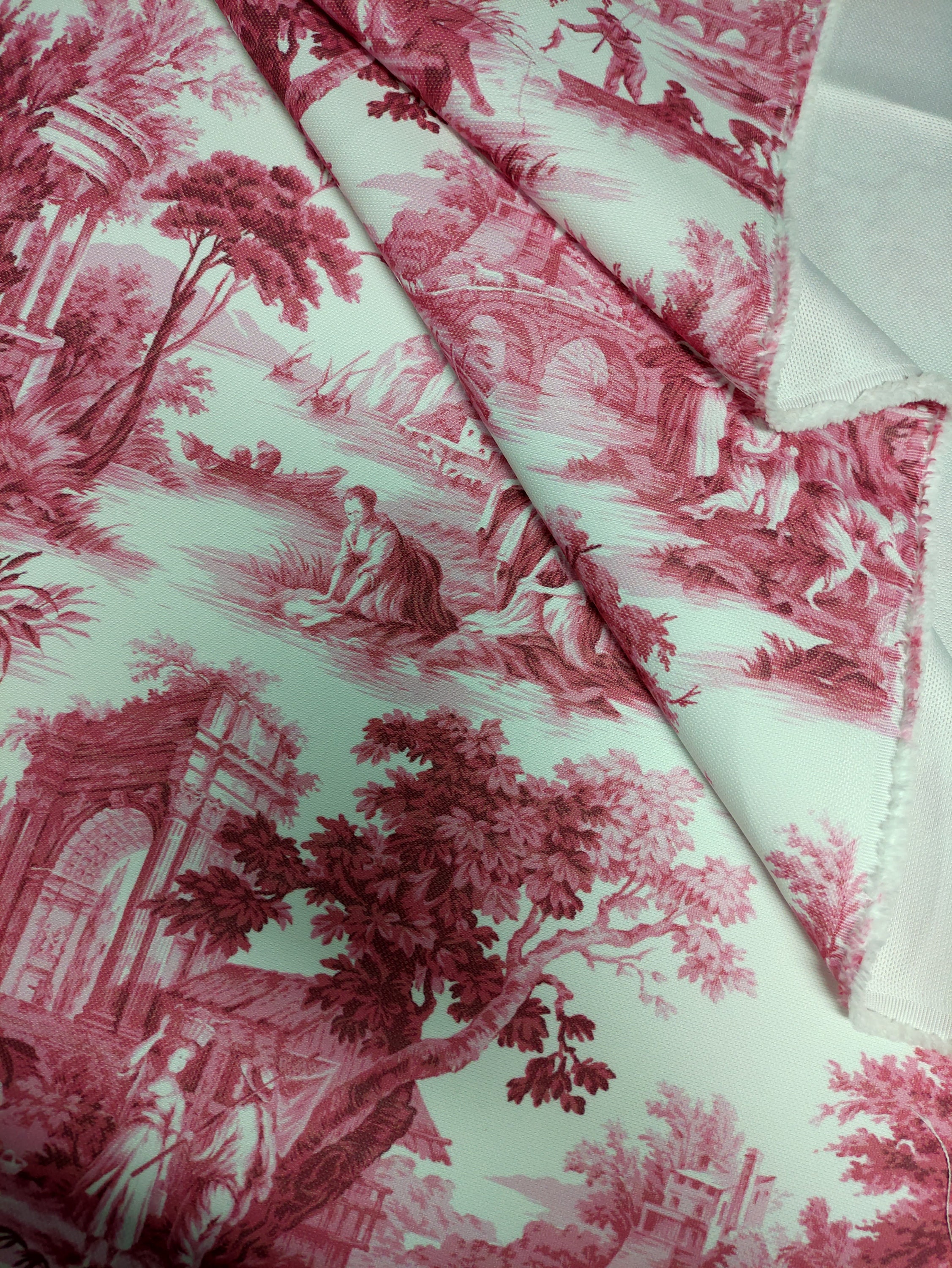 Red and White Toile De Jouy Fabric by the Yards Home - Etsy