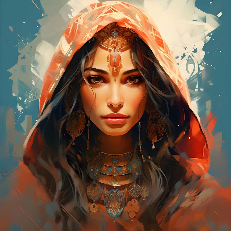Tribal Boho Women – Native Style Portrait Fabric Panel Collection ...