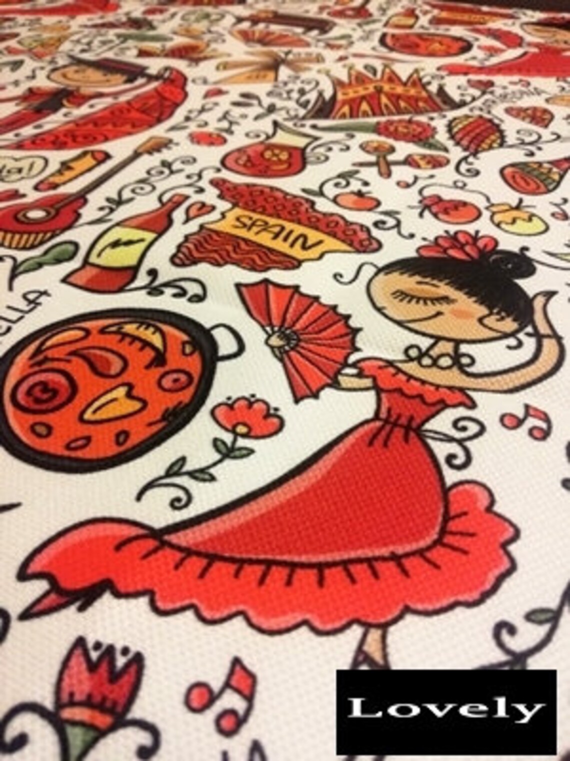 New Symbols of Spain Fabric Flamenco Fabric by the Yard | Etsy