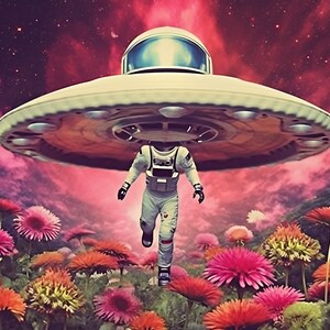 Astronaut Floral Panel Fabric | Spaceman Poster Chair Upholstery | Home ...