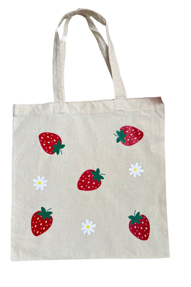 Strawberry Tote Bag, Trendy Canvas Tote Bag, Tote Bag Women ...