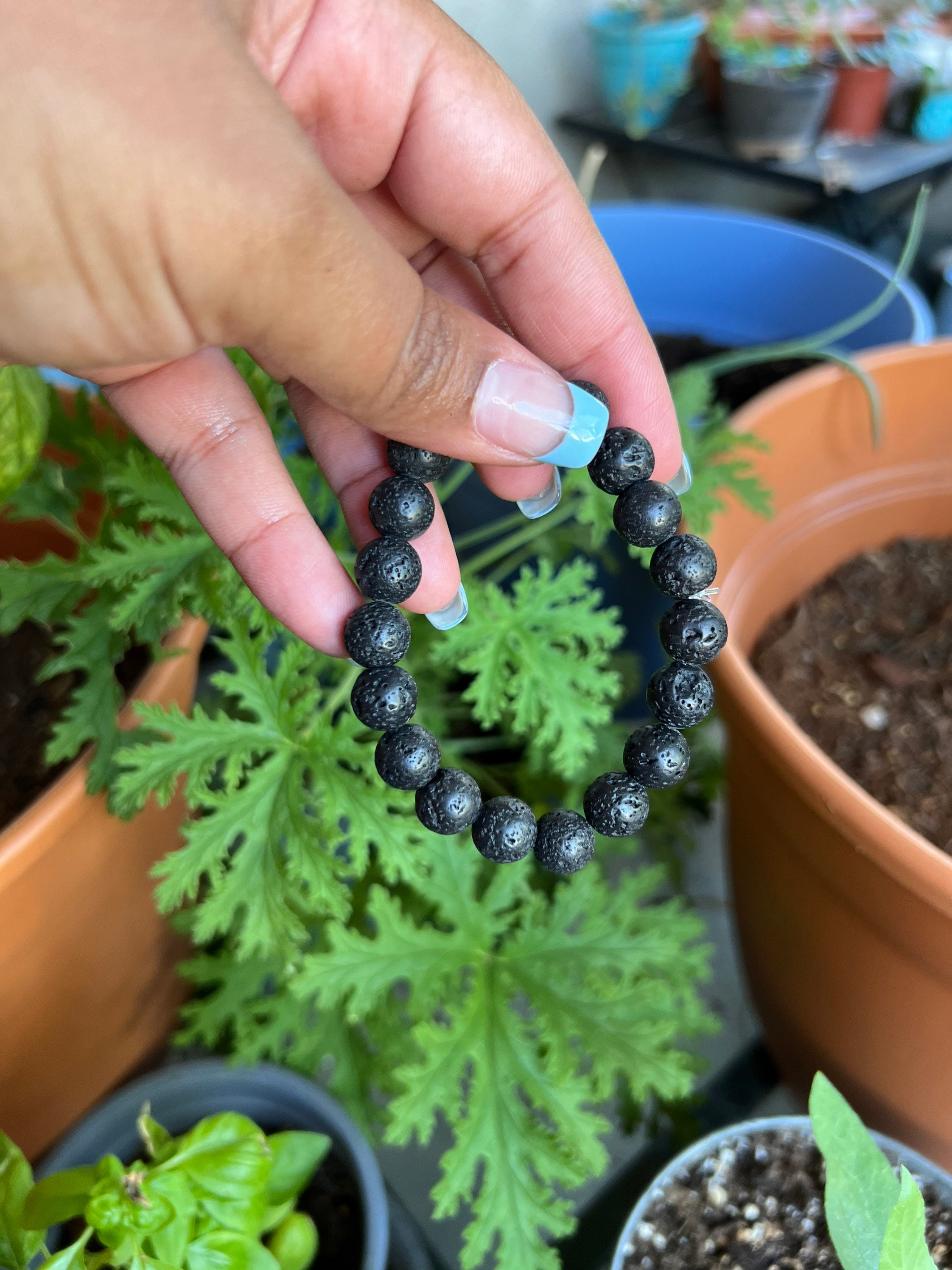 Lava Stone Bracelet 10mm Black Volcanic Rock Natural Lava - Etsy